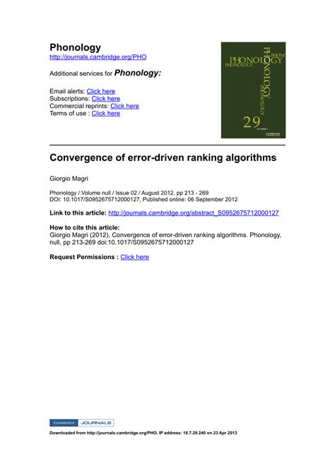 pdf convergence of error driven ranking algorithms