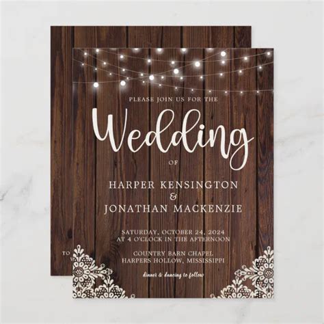 Budget Rustic Wood Lace Lights Wedding Qr Code Zazzle