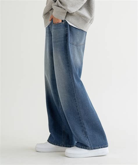 MUSINSA LEMAIN SECOND Vintage Cat Washed Wide Denim Pants Dark Blue
