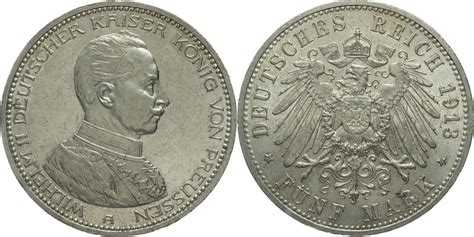 Kaiserreich Preussen 5 Mark 1913 A Wilhelm II 1888 1918 Zum 25