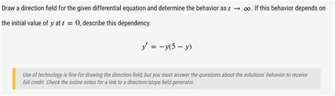 [solved] draw a direction field for the given differentia