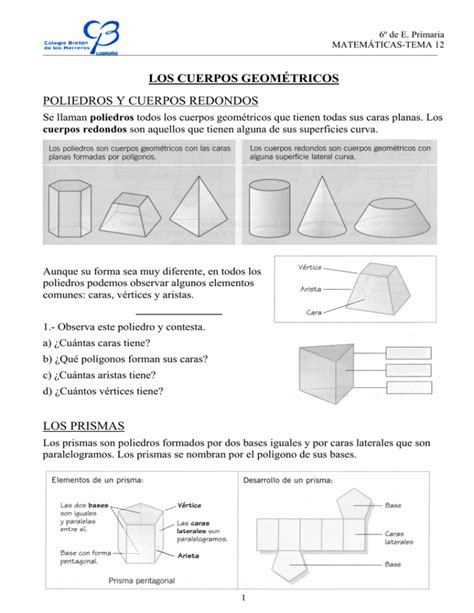 Los Cuerpos Geometricos Poliedros Y Cuerpos