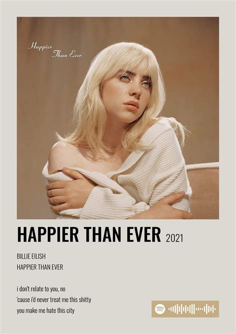 HAPPIER THAN EVER Poster Billie Eilish Vintage Music Posters