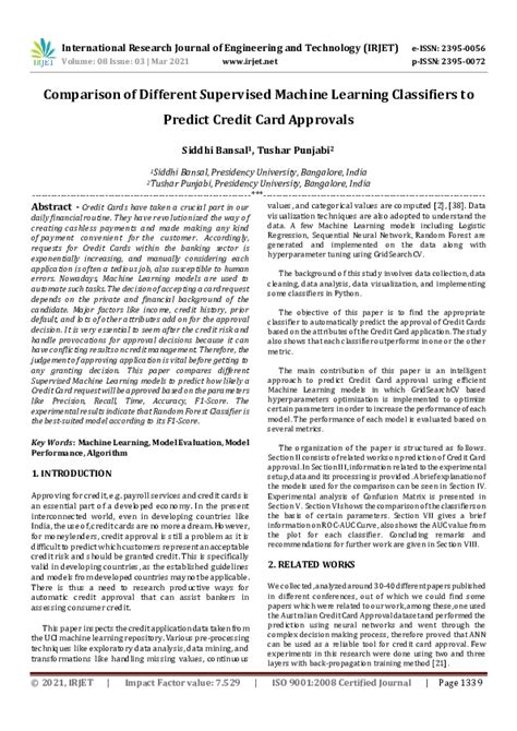 pdf irjet comparison of different supervised machine learning