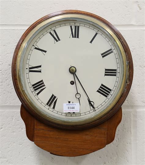 A Late Victorian Mahogany Drop Dial Wall Clock With Eight Day Single