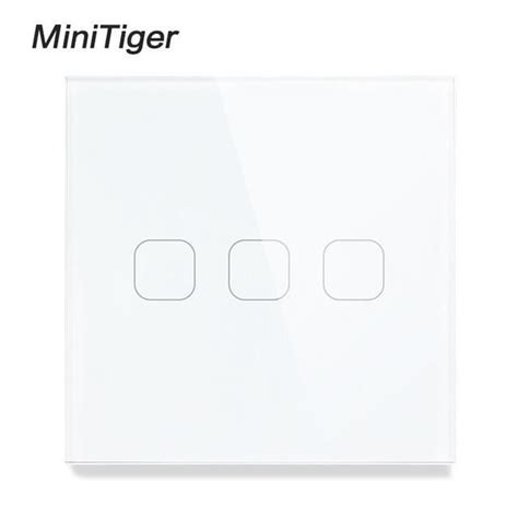 3 Gang 1 Way White Interrupteur Tactile Panneau En Verre Cristal Blanc