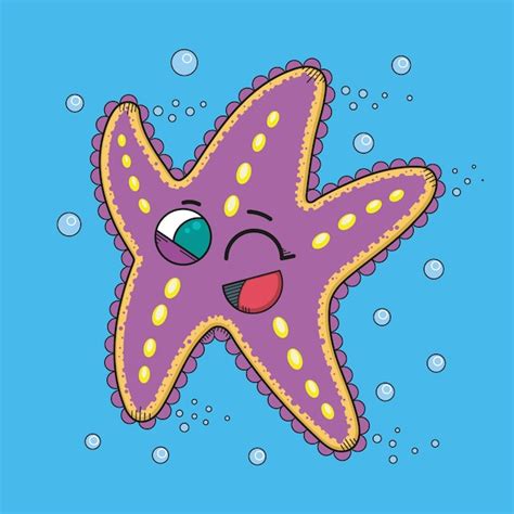 Ilustración de estrella de mar de dibujos animados dibujados a mano