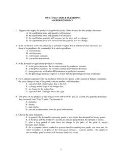 MULTIPLE CHOICE QUESTIONS MICROECONOMICS Multiple Choice Questions