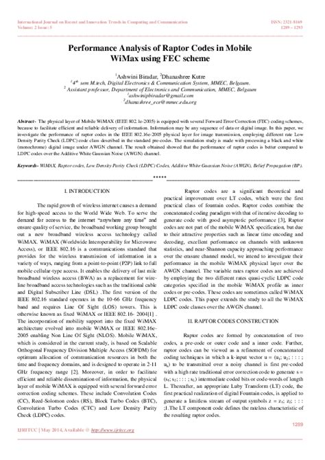 pdf performance analysis of raptor codes in mobile wimax using fec scheme international
