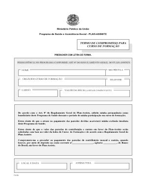 Fillable Online Termo De Compromisso Para Curso De Forma O Plan
