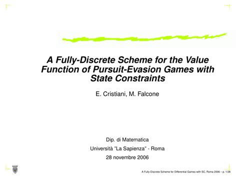 pdf fully discrete schemes for the value function of pursuit evasion games with state constraints