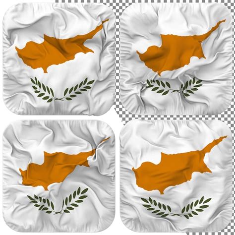 Premium PSD Cyprus Flag Squire Shape Isolated Different Waving Style