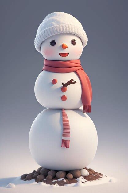 Premium AI Image A Snowman With A Red Hat And A Red Scarf