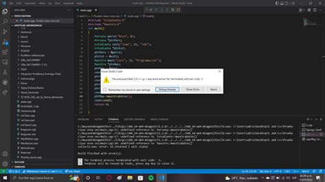 C Error The Prelaunchtask Build Terminated With Exit Code