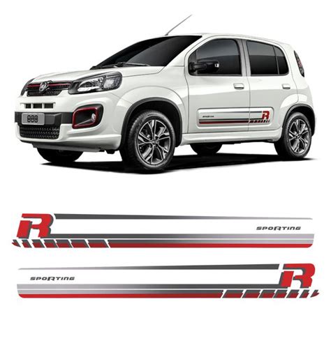 Kit Adesivo Faixa Lateral Fiat Uno Sporting 2017 Mod Original