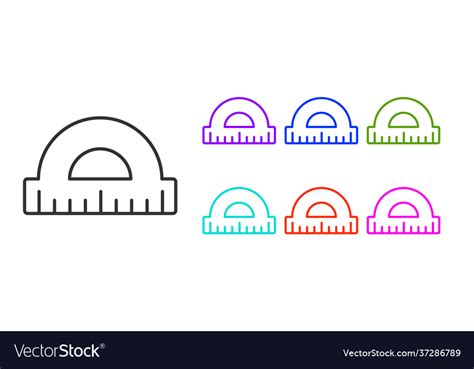 Black Line Protractor Grid For Measuring Degrees Vector Image