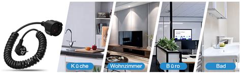 JEXPOWER Schutzkontakt Spiralverlängerung Verlängerungskabel 5m Schuko