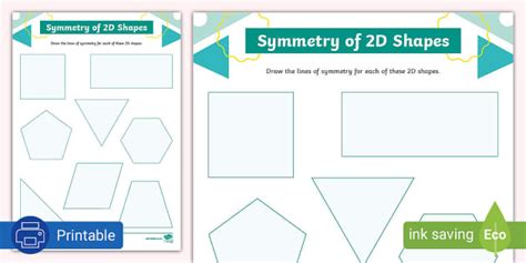 2D Symmetrical Shapes Worksheet Twinkl