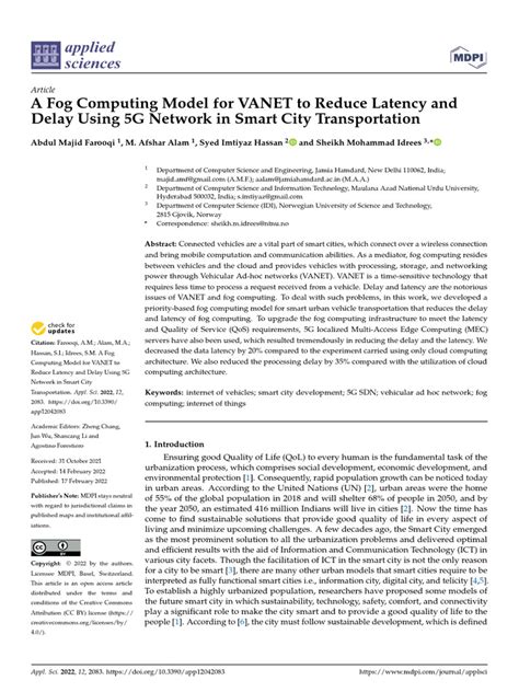 a fog computing model for vanet to reduce latency and pdf internet of things computer network
