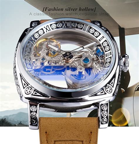 Forsining Herren Armbanduhr Modisch Klassisch Skelett Quadratisch