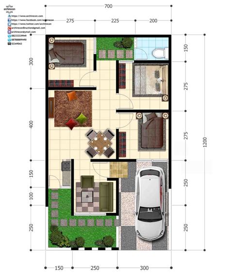 Perumahan Green Land Villa Denah Type 55 Dengan Gambar Denah