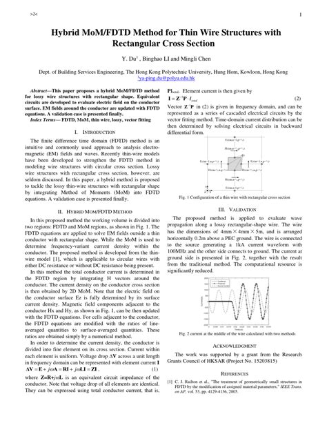 pdf hybrid mom fdtd method for thin wire structures with rectangular cross section
