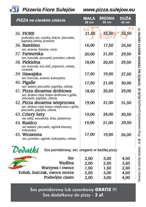 Menu At Pizzeria FIORE Sulejow