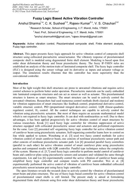 fuzzy logic based active vibration controller scientific