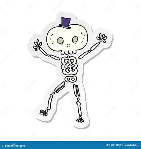 Sticker Of A Cartoon Dancing Skeleton Stock Vector Illustration Of