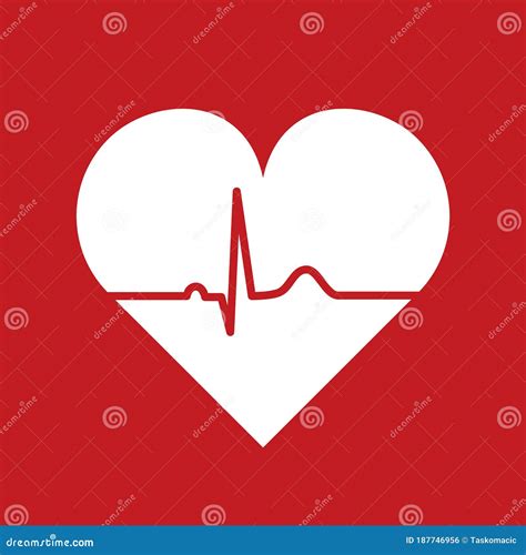 Heartbeat EKG Or ECG Line Icon Normal Sinus Rhythm Heart Rate Sign