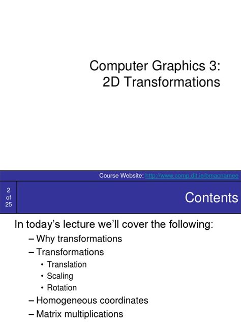 computer graphics 3 2d transformations course website pdf 2 d computer graphics matrix