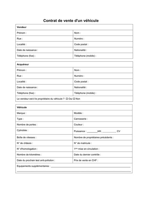 Modelé de contrat de vente d un véhicule DOC PDF page 1 sur 2