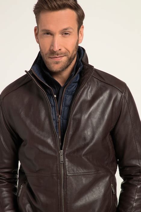 Veste en cuir nappa d agneau empiècement matelassé zip Vestes en
