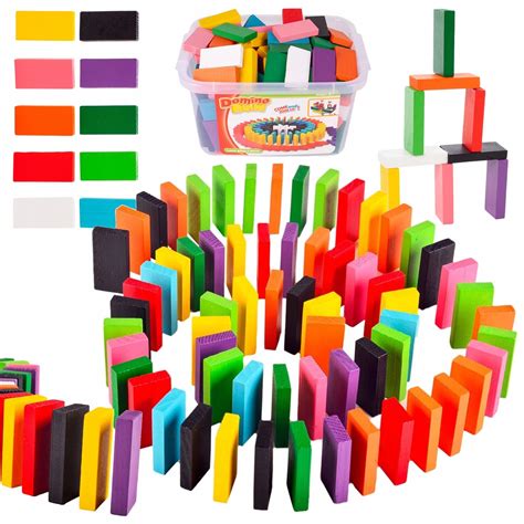 Klocki Domino Kolorowe Drewniane Edukacyjne Gra Zr Czno Ciowa