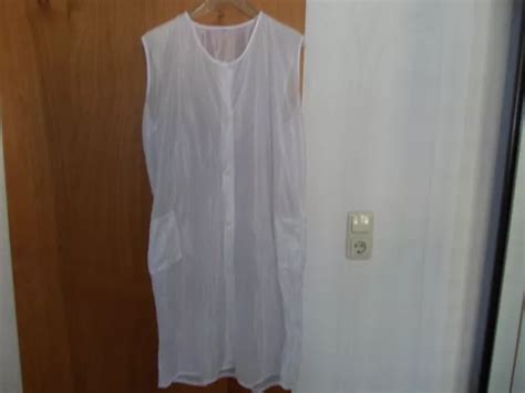 DDR DAMEN DEDERON Kittel Schürze Gr 54 weiß leicht transparent mit RR