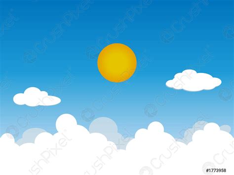 Sol Fondo Cielo Azul Con Nubes Blancas Y Sol Vector Vector De Stock