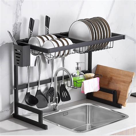 Rak Piring Wastafel RPW665 Rak Cuci Piring Besi Stainless Hitam Rak