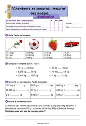 Evaluation Grandeurs et Mesures CM2 Bilan et controle corrigé pdf