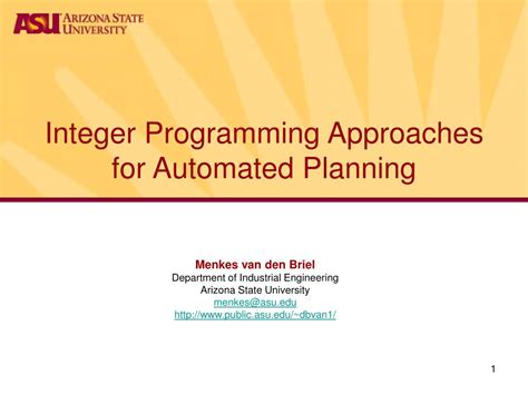 ppt integer programming approaches for automated planning powerpoint presentation id 4332725