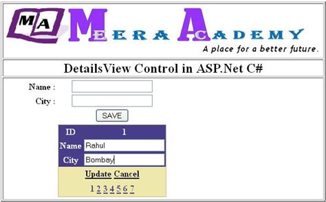 how to edit update delete records in detailsview control in asp