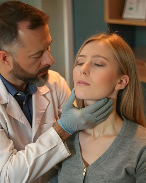 Premium Photo A Doctor Checks A Patients Thyroid Glandhyperthyroidism