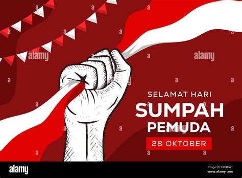 Hand Drawn Vector Sumpah Pemuda 28 Oktober Background Illustration