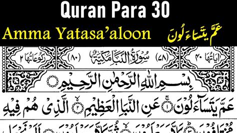 Quran Para Amma Yatasaaloon Surah An Naba