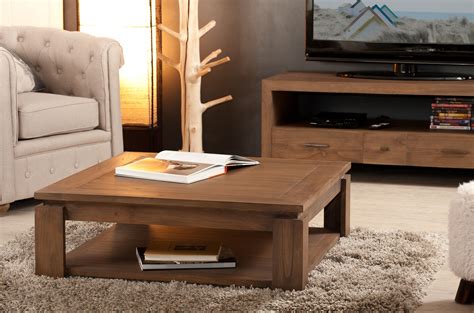 Table basse carrée bois exotique LOUNA Infos et Dimensions Longueur