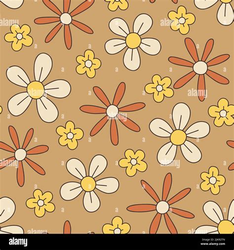 Colorful Large Scale Hand Drawn Floral Vector Seamless Pattern Retro
