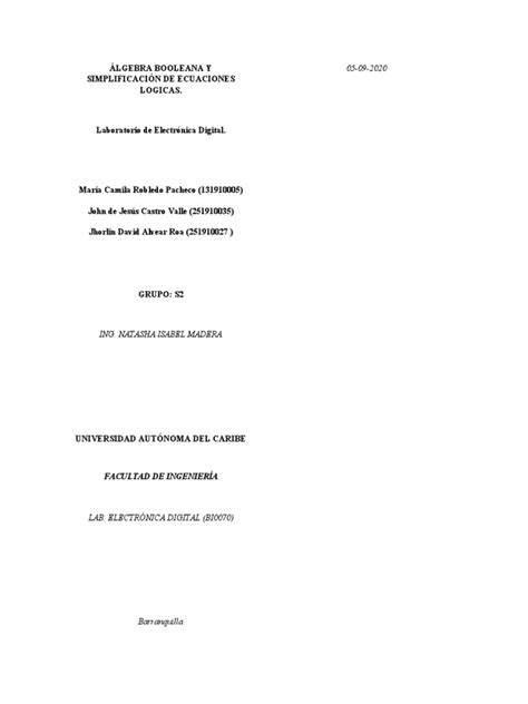 boolean algebra and simplification of logic equations laboratory report pdf Álgebra de boole
