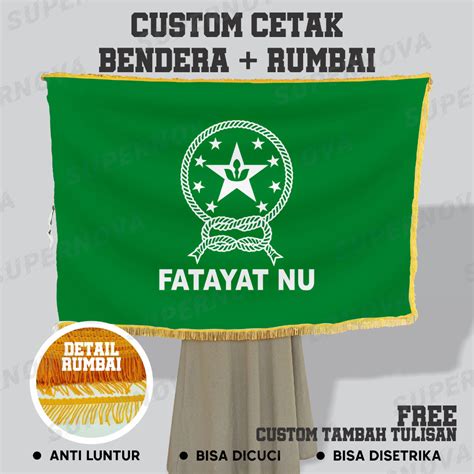 Jual Bendera Pataka Ruangan FATAYAT NU Bolak Balik 2 Sisi Plus Renda