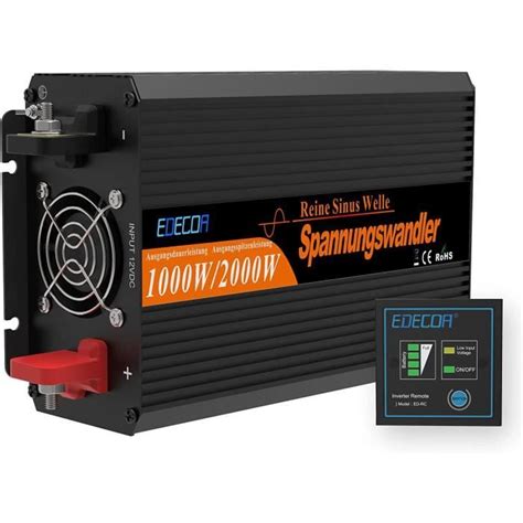 Convertisseur 12v 220v Pur Sinus 1000w onduleur avec télécommande USB