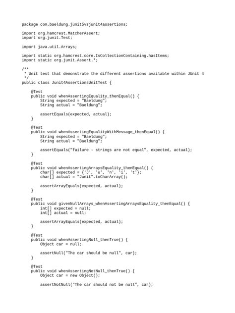 junit 4 assertions examples pdf computer programming computer science