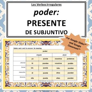 Los Verbos Irregulares Poder Subjuntivo Presente Google Slides